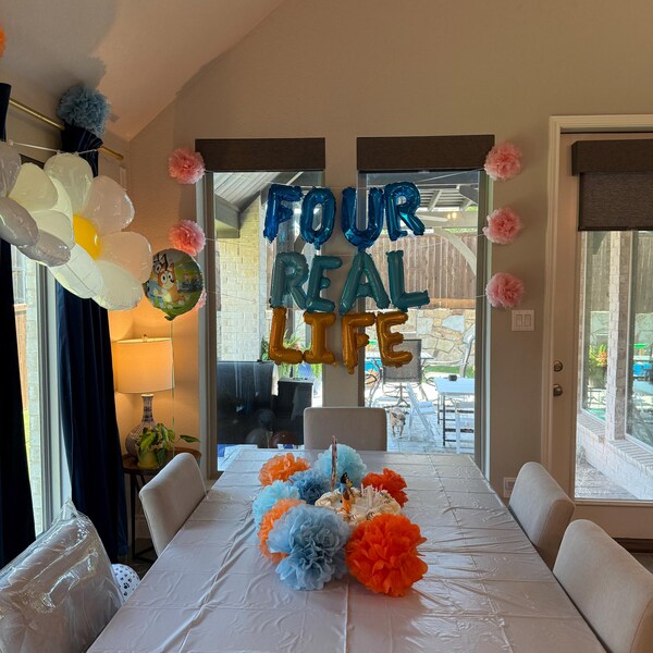 Four Real Life Letter Balloon Kit Bluey 4th Birthday Party Decorations ...