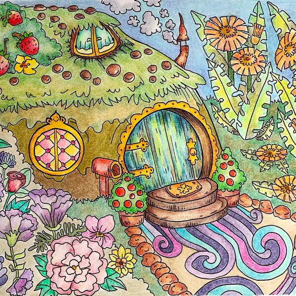 Gnome Home Coloring Page // Printable Coloring Page // Digital Download ...