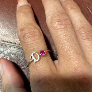 Initial Birthstone Ring Custom Name Gemstone Stacking Rings Dainty ...