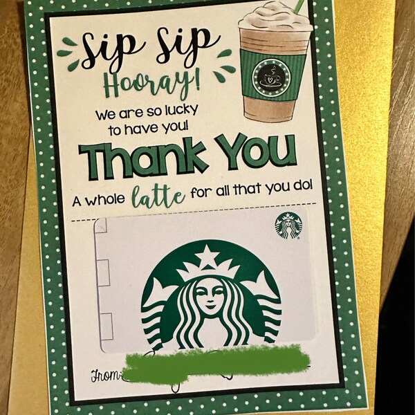 Thank You STARBUCKS Gift Card Holder. 5x7" DIGITAL FILE. Thank You ...