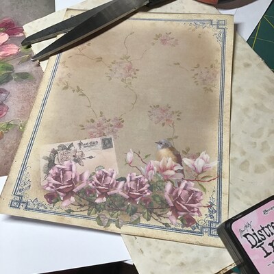 Digital Vintage, Old Digital Wallpaper, Pink Rose Digital Labels and ...