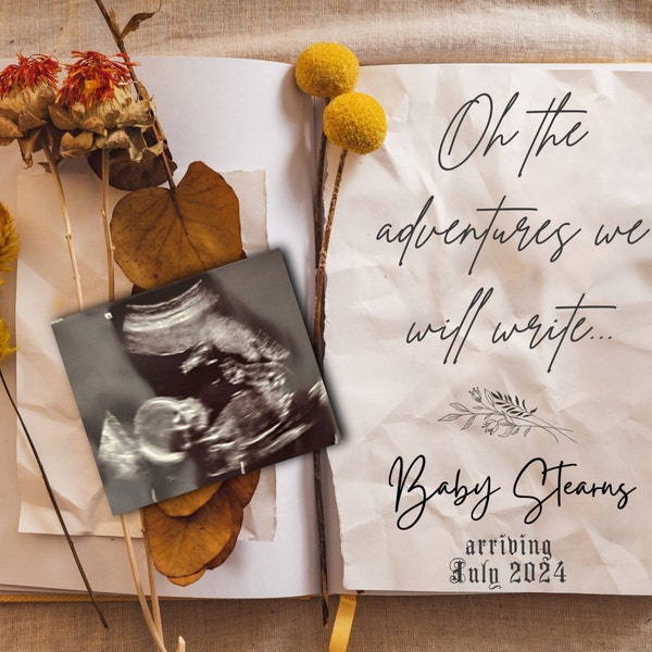 Boho Writer Pregnancy Announcement, Author Baby Announcement ...