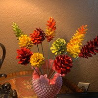 Fall Pine Cone Flowers, ONE DOZEN, ORIGINAL, on 12-inch Stems ...