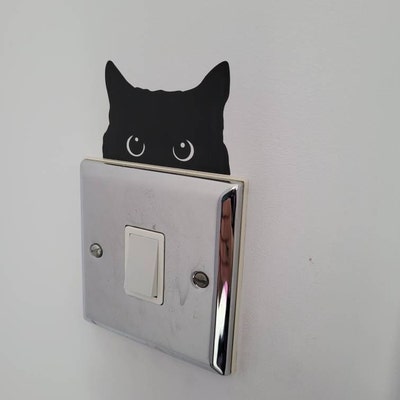 Cat Peeking Light Switch Stickers Wall Decor Window Cat Colour Vinyl ...