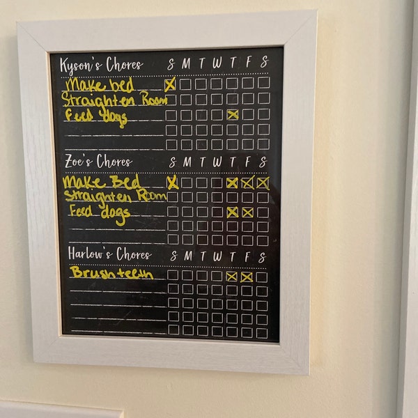 Chalkboard Chore Chart SMALL - Dry Erase Chore Chart - Framed Chore ...