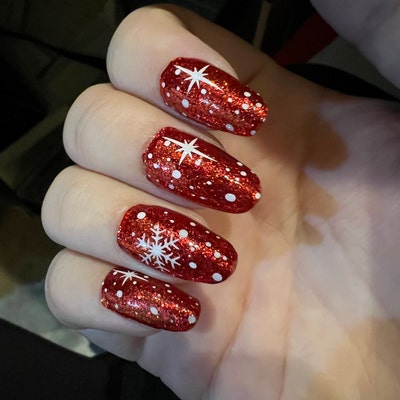 Red White Blue Firecracker Real Nail Strips Polish Wraps M53 Street Art ...