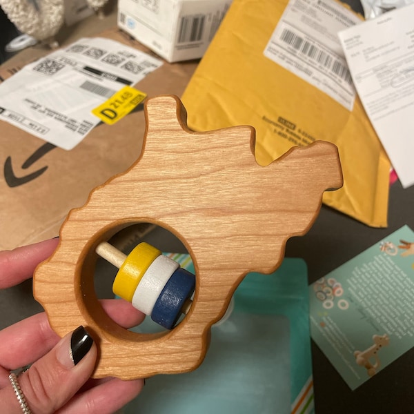 Louisiana State Rattle™ Modern Wooden Baby Toy Organic and Natural - Etsy