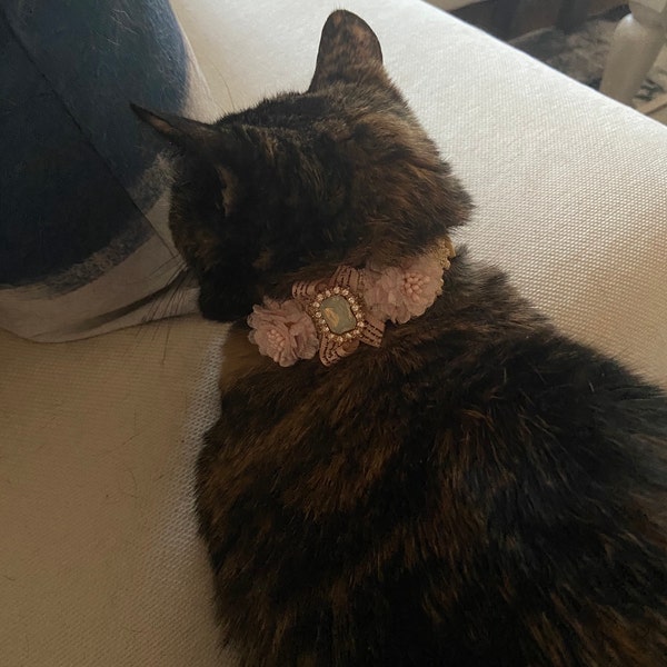 Pink Flower Princess Cat Collar,small Dog Wedding Lace Collar.wedding ...