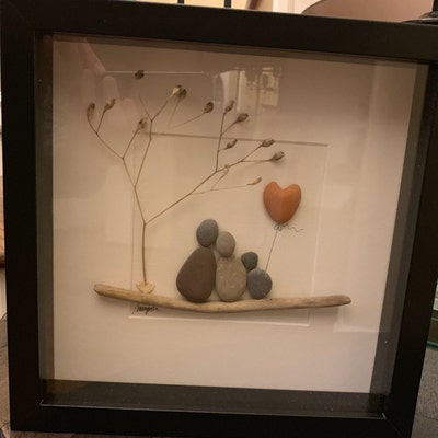 Pebble Art Family of 3, Pebble Art Family, Pebbel Art Family of Three ...
