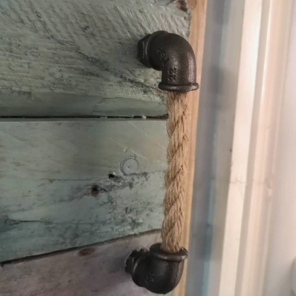 Industrial Pull Handle From Malleable Iron and Linen Rope - Etsy