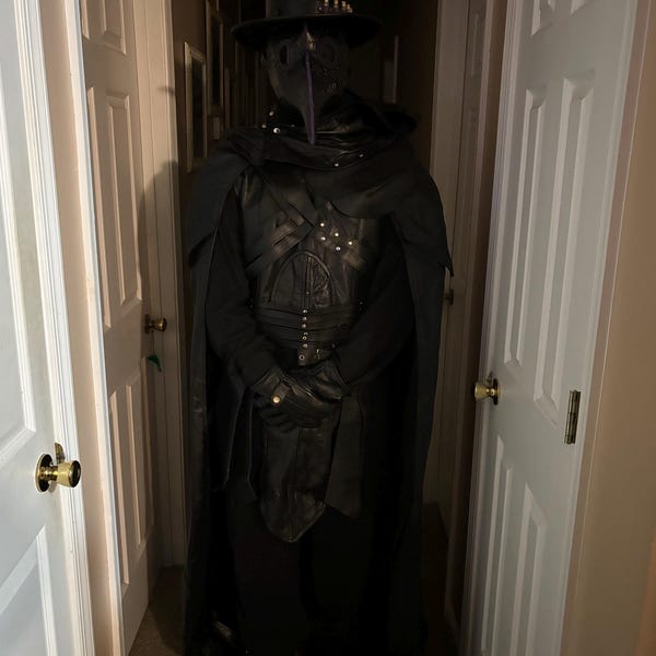 Black Leather Medieval Armour Cloak - Hooded Viking Cloak Costume for ...