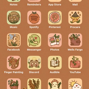 ORIGINAL Cottagecore / Fall Aesthetic App Icons Hand Drawn - Etsy