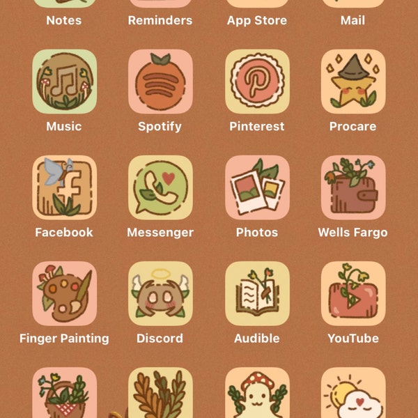 ORIGINAL Cottagecore / Fall Aesthetic App Icons | Hand Drawn | Ios and ...