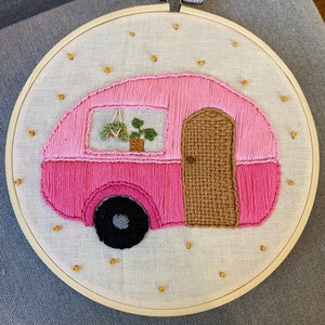 PDF PATTERN. Cute Caravan Embroidery Pattern Happy Camper Design ...