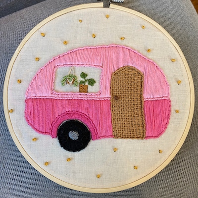 PDF PATTERN. Cute Caravan Embroidery Pattern Happy Camper Design ...