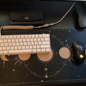 Moon Phases Mousepad, Celestial Moon Cycle Lunar Chart in Black and ...