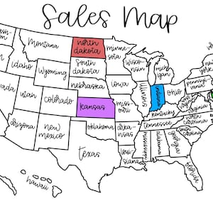 Sales Map Digital Download, Sales Map Fill-in Image, US Sales Map for ...