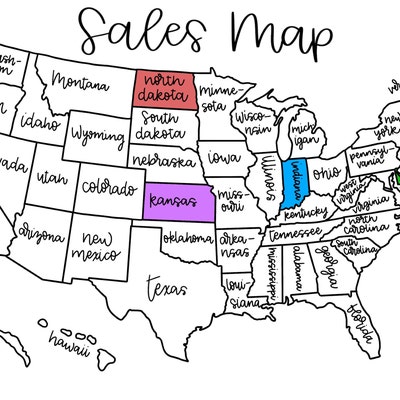 Sales Map Digital Download, Sales Map Fill-in Image, US Sales Map for ...