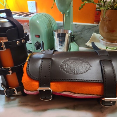 Leather Blanket Roll Camping Gear Motorcycle Rider Cover Holder for ...