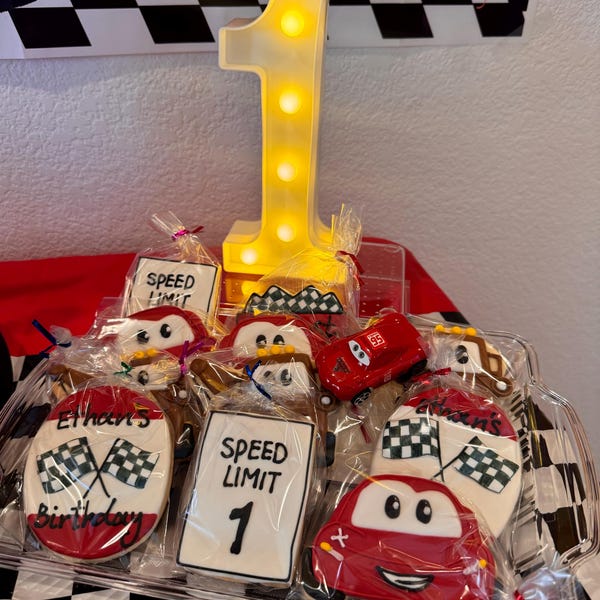 Cars Mcqueen Cookies Mater Tasty Organic Royal Icing Cartoon Set 6 12 ...