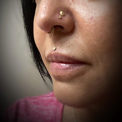 Gold Triple Stacked Beaded Septum Ring With Gap Piercing Hoop Conch ...