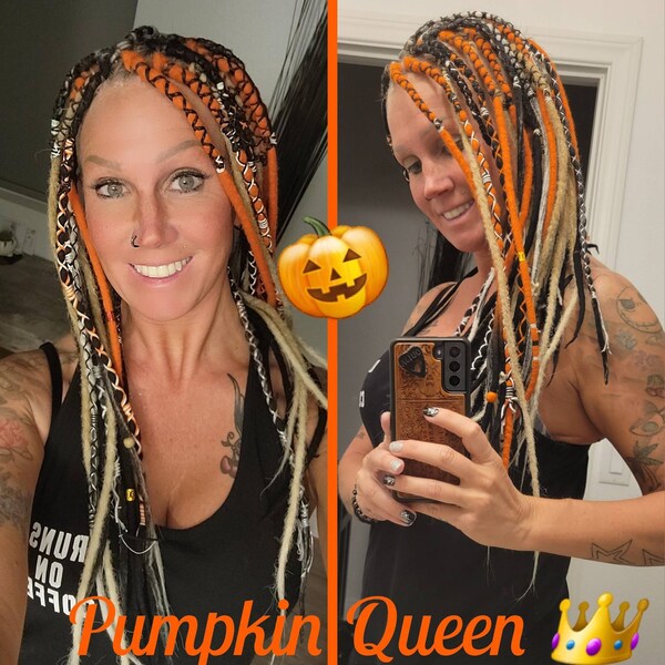 Wool Double Ended Single Ended Dreadlocks Fox Ombre Orange on Black ...