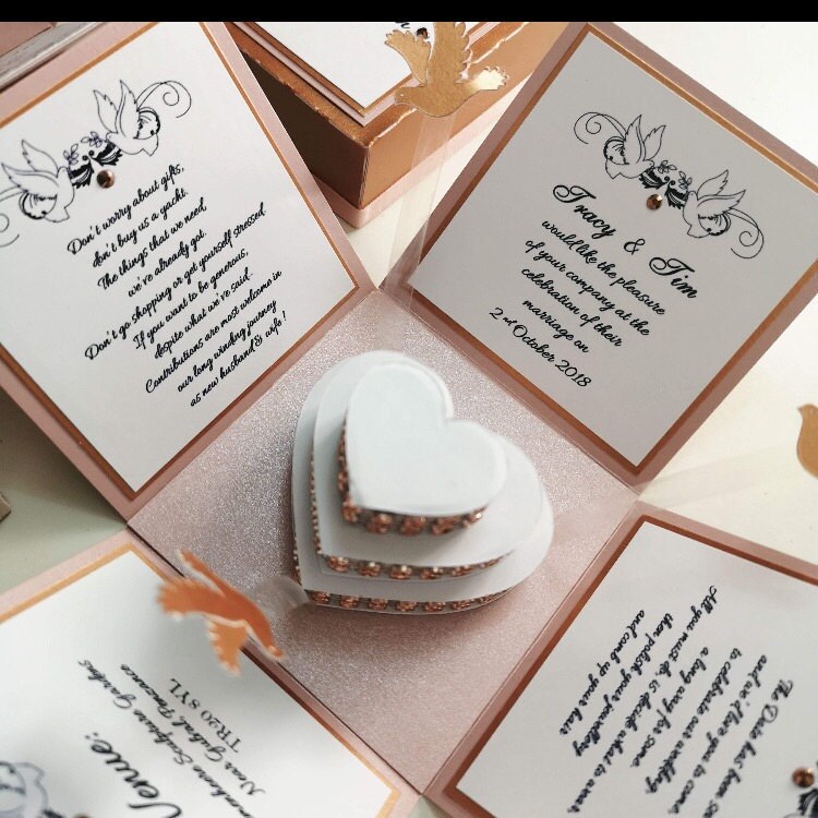 Navy Blue & Silver Exploding Wedding Invitation Boxes Luxury | Etsy