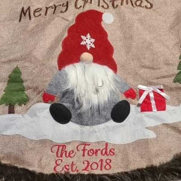 Custom Embroidered Christmas Tree Skirt 72 Inch Extra Large Quilted Red ...