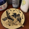 Raven or Crow Bird Sgraffito Ceramic Plate, Crow Dish, Raven Pottery ...