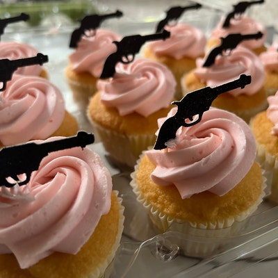 Pistol Cupcake Toppers, Gun Cupcake Toppers, Pistols or Pearls Gender ...