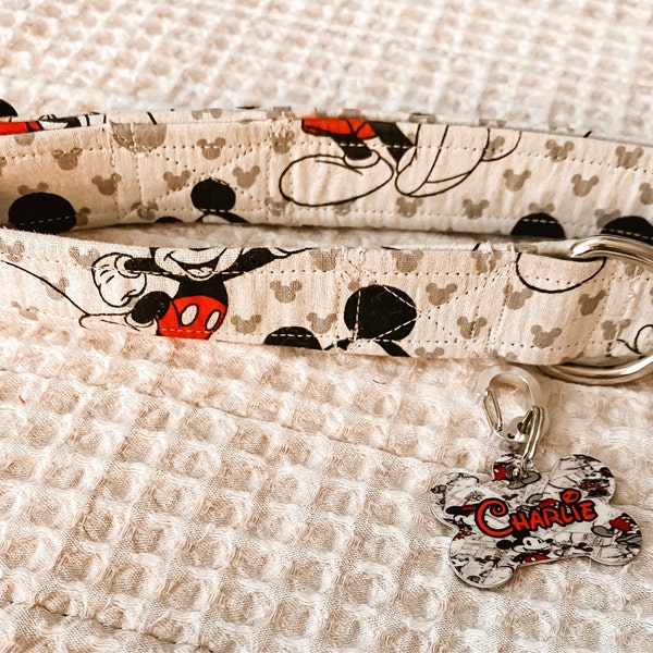 Mickey Mouse Dog Collar, Disney Lovers, Black and White Dog Collar ...