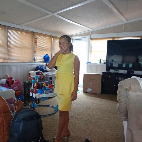 Yellow Interview Dress Pageant Yellow Dress With Peplum and Bow Girls ...