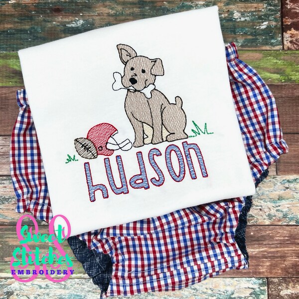 Boys Football Embroidery Dog Pup Football Tailgate College Football ...