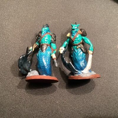 Merrow Merman Monster Sea Creature Pair Mini Miniature Figure 3D ...