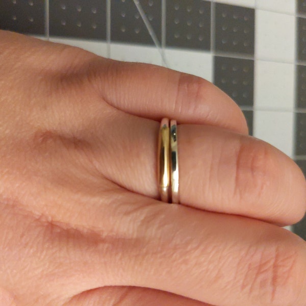 Gold and Silver Rings (3) Stacking Rings, 14k Gold, Sterling Silver ...