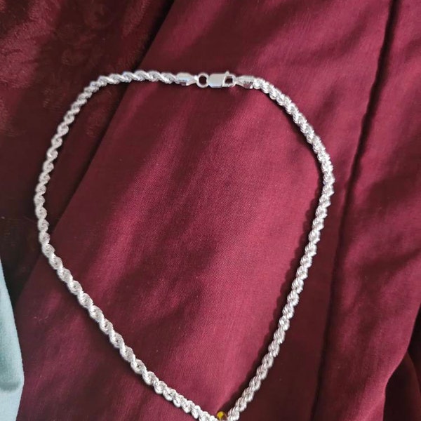 925 Sterling Silver Rope Chain Necklace Made in Italy, Silver Chain ...
