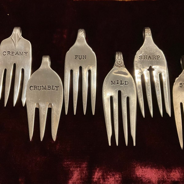 Fork Cheese Markers - Vintage Fork - Charcuterie Forks - Hand Stamped ...