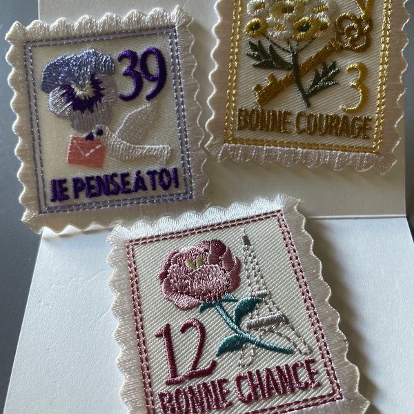 Vintage Stamps Iron on Patch,french Stamps, Embroidered Iron on Patch ...