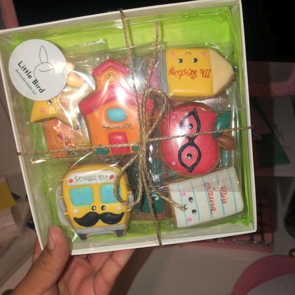 Back to School "mini" Decorated Cookies, Cookie Gift Box, Party Favors ...