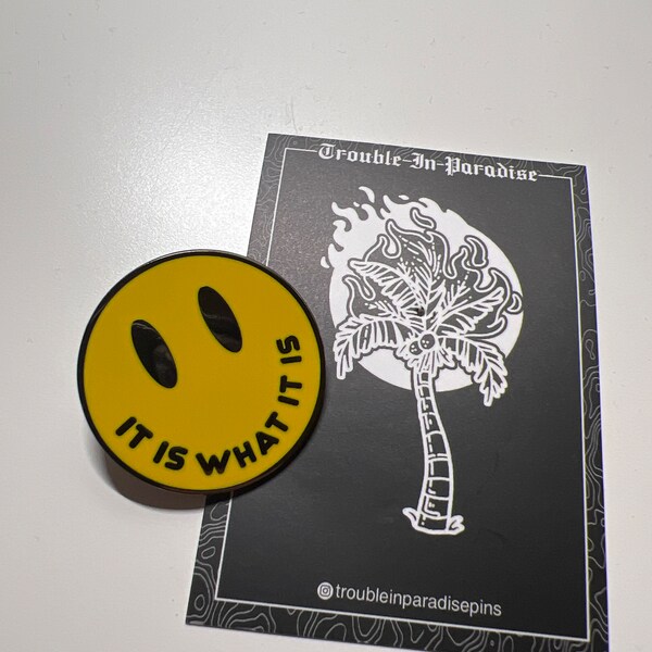 Smiley Face (it is What It Is) - Hard Enamel Pin | Smiley Face Pin, Smiley, Aesthetic Pin ...