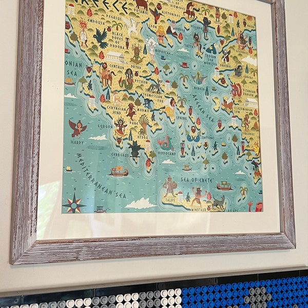 Illustrated Map, Mythical Beasts of Ancient Greece, Art Print -poster ...