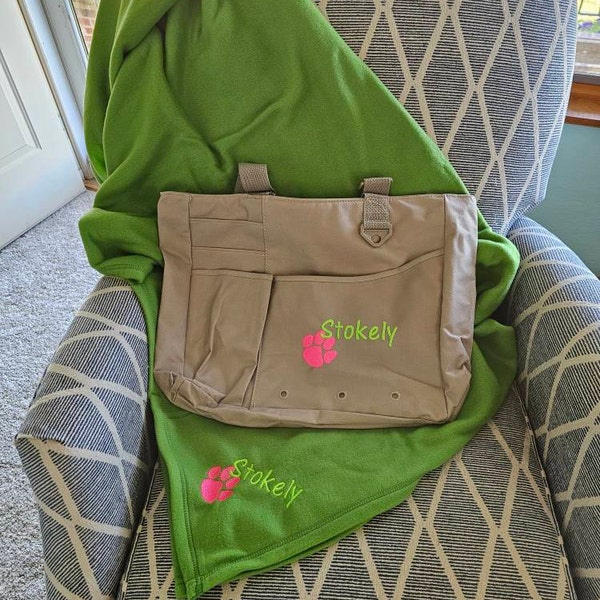 Large Tote With Name Embroidered Zippered Tote Bag Monogrammed Car Bag ...