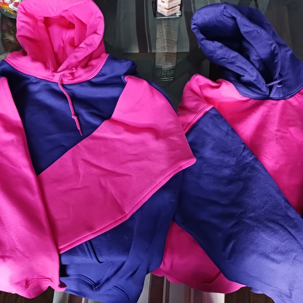 Two Matching Colorblock Hoodies, Green and Sand Two Tone Couple ...