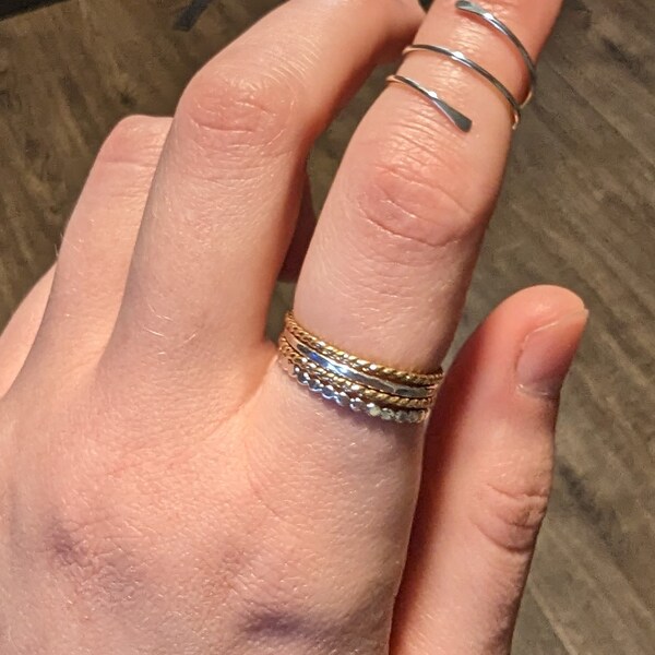 Silver and Gold Stacking Set,6 Ring Set,stacking Rings,set,multi ...