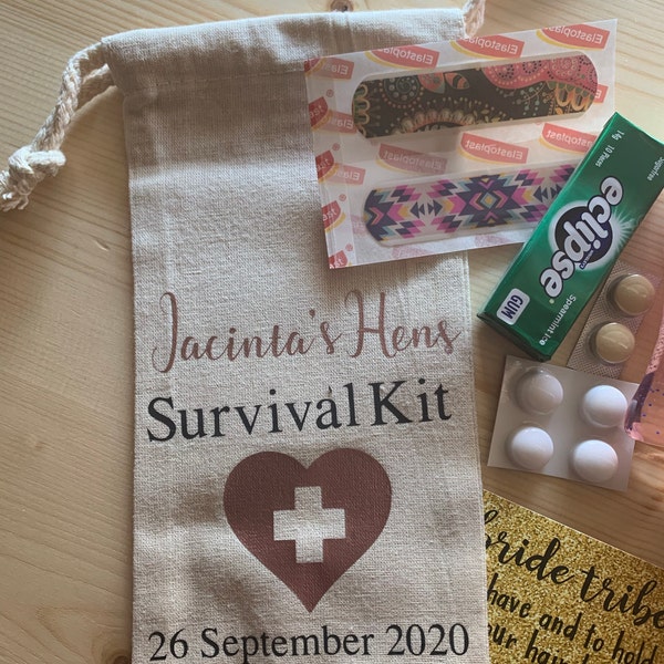 Personalised Hens Survival Kit Personalized Favor, Hens Favor Bag ...