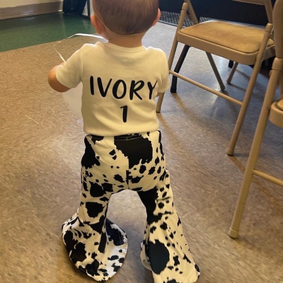 Girls Cow Pants Cow Print Bell Bottoms Cow Birthday Pants - Etsy