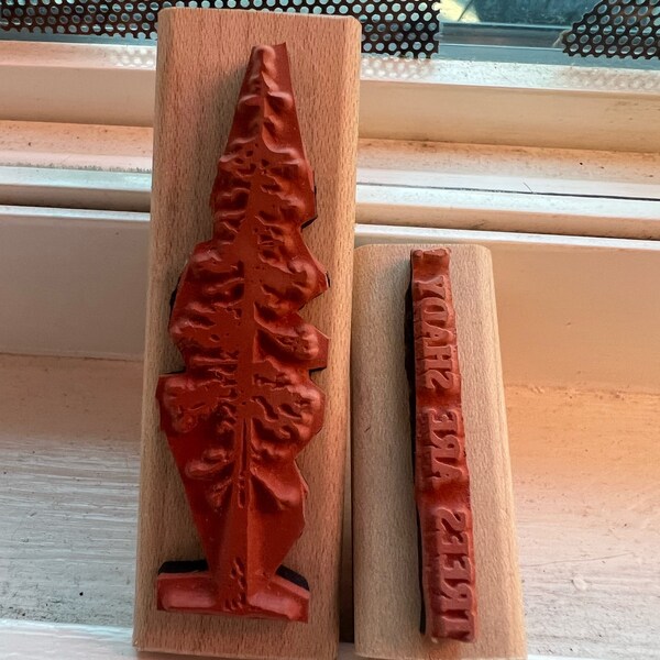 Pine, Sequoia, Redwood Tree Rubber Stamp Unmounted or Wood Mounted 2 1/ ...