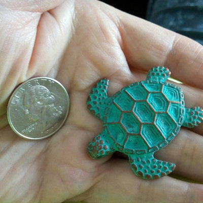 Large Rustic Verdigris Patina Turtle Casting Pendant , Mykonos Casting M37 X5607 - Etsy