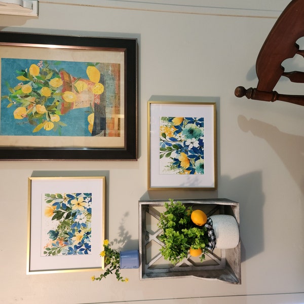 Whimsical Collage Flower Pot Still Life Fine Art Wall Decor Print for ...