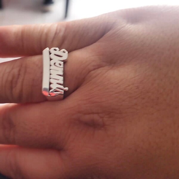 Script Name Ring, Word Name Ring, Couples Name Rings, Gold Initial Ring ...